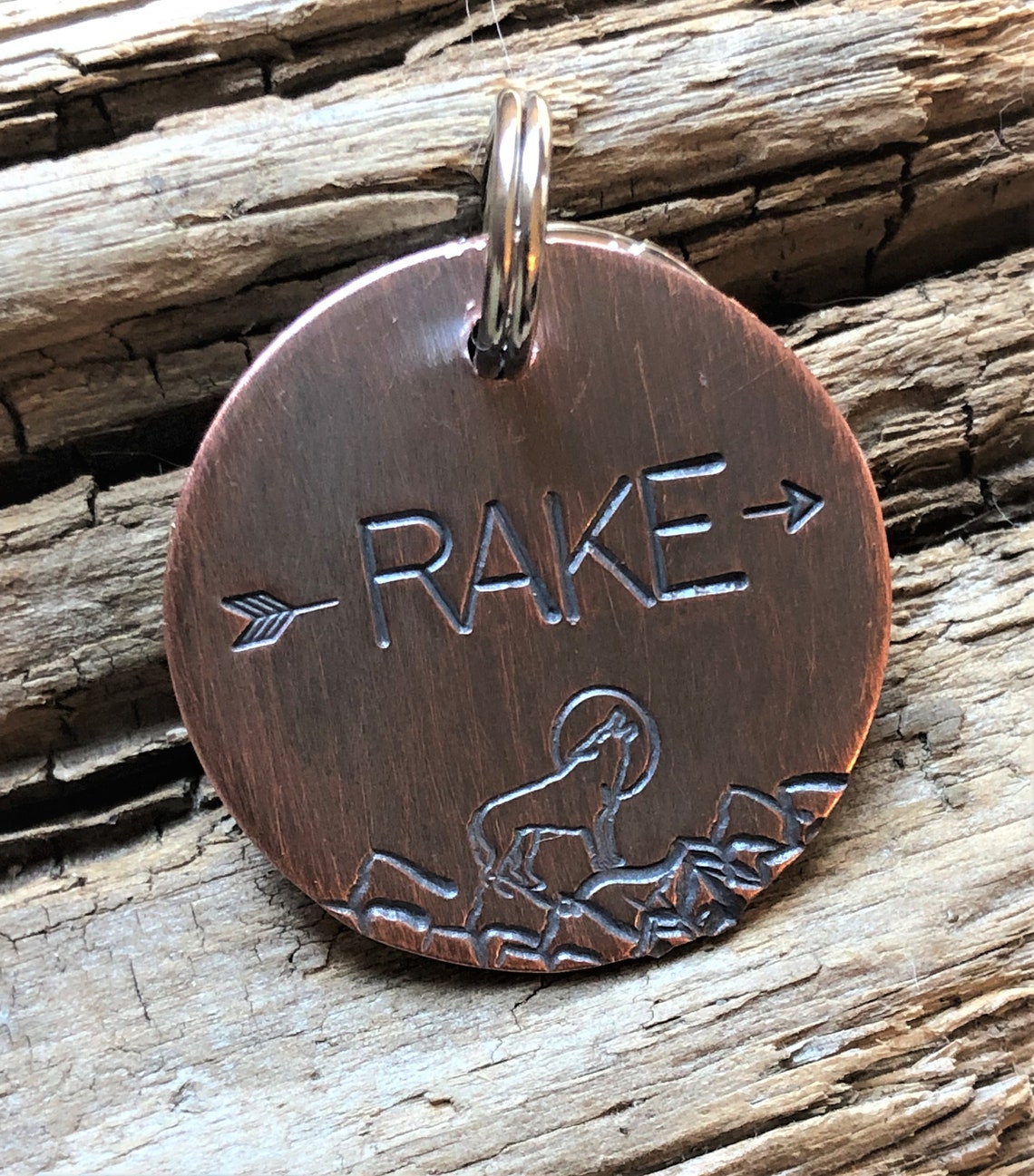 Dog Tag With Wolf Custom Hand Stamped Dog ID Tag - Etsy