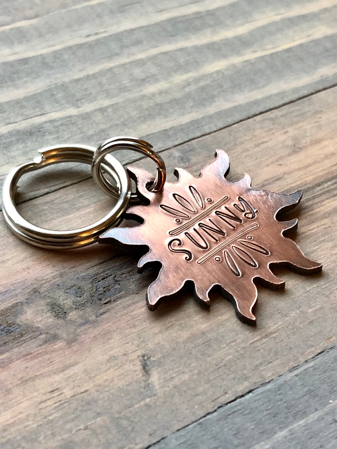 Sun Dog Name Tag for Dog, Hand Stamped Pet ID Tag, Personalized Dog Tag ...