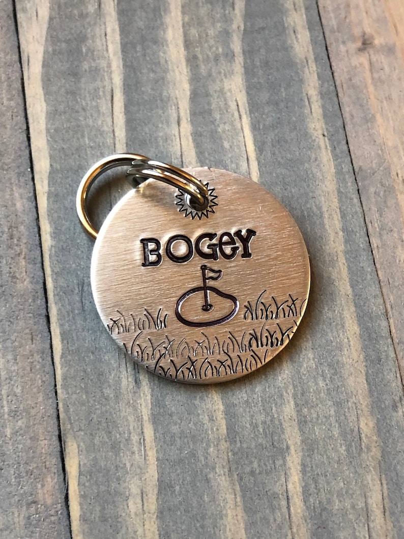 Golf Name Tag for Dog Hand Stamped Pet ID Tag Dog Tag for | Etsy