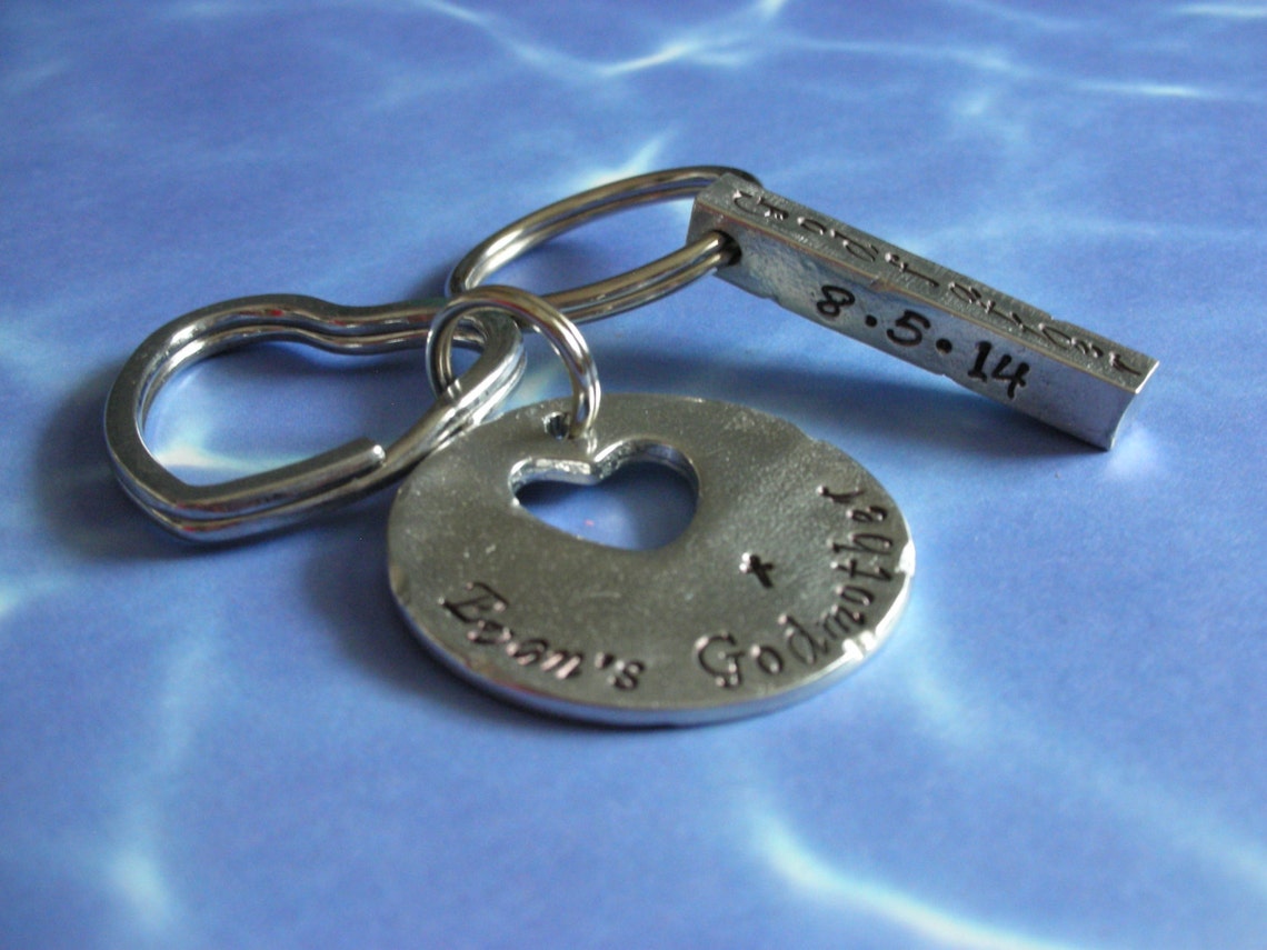 Godparent Keychain Set in Pewter Gift for Godparents-gift | Etsy