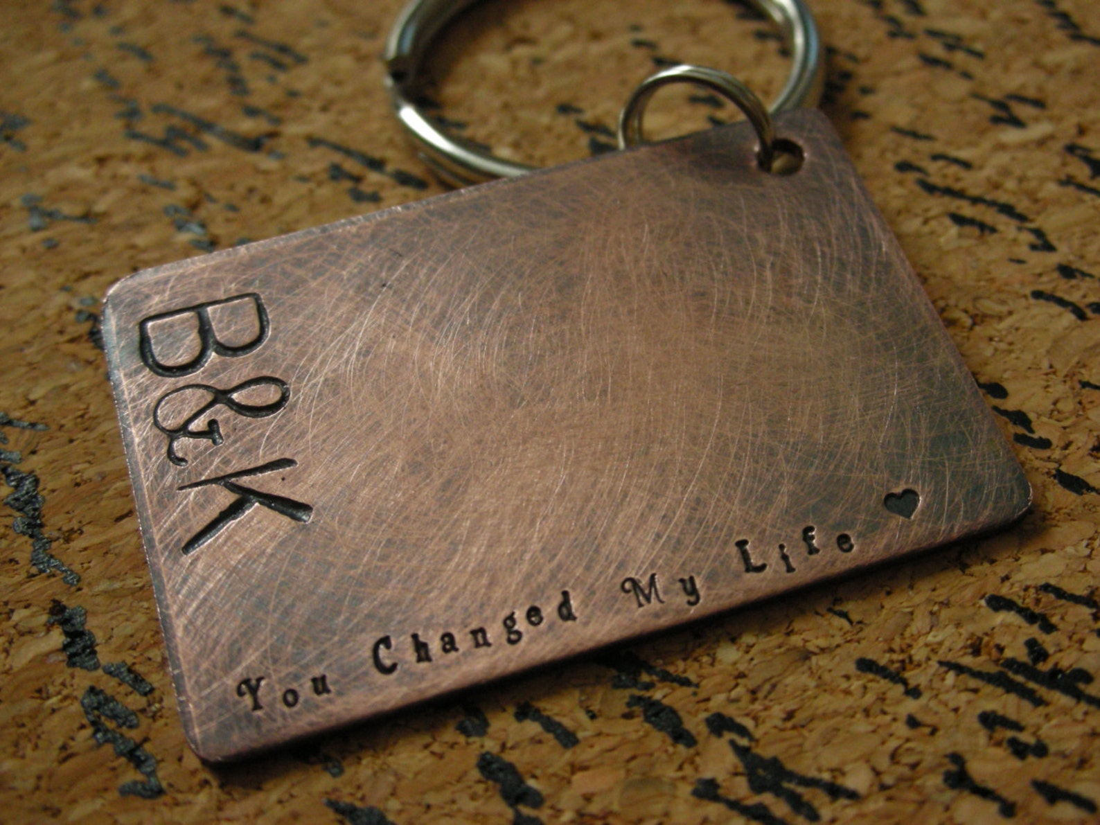 You Changed My Life Keychain With Initials Handstamped - Etsy