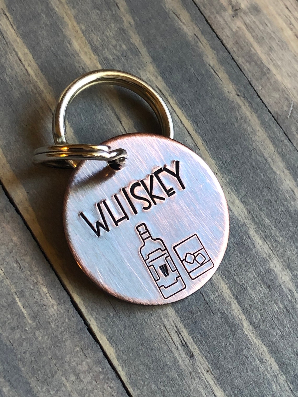 Name Tag for Dog Hand Stamped Pet ID Tag Whiskey | Etsy