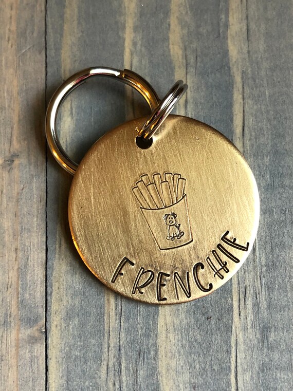 Custom French Fry Dog Tag Hand Stamped Pet ID Personalized | Etsy