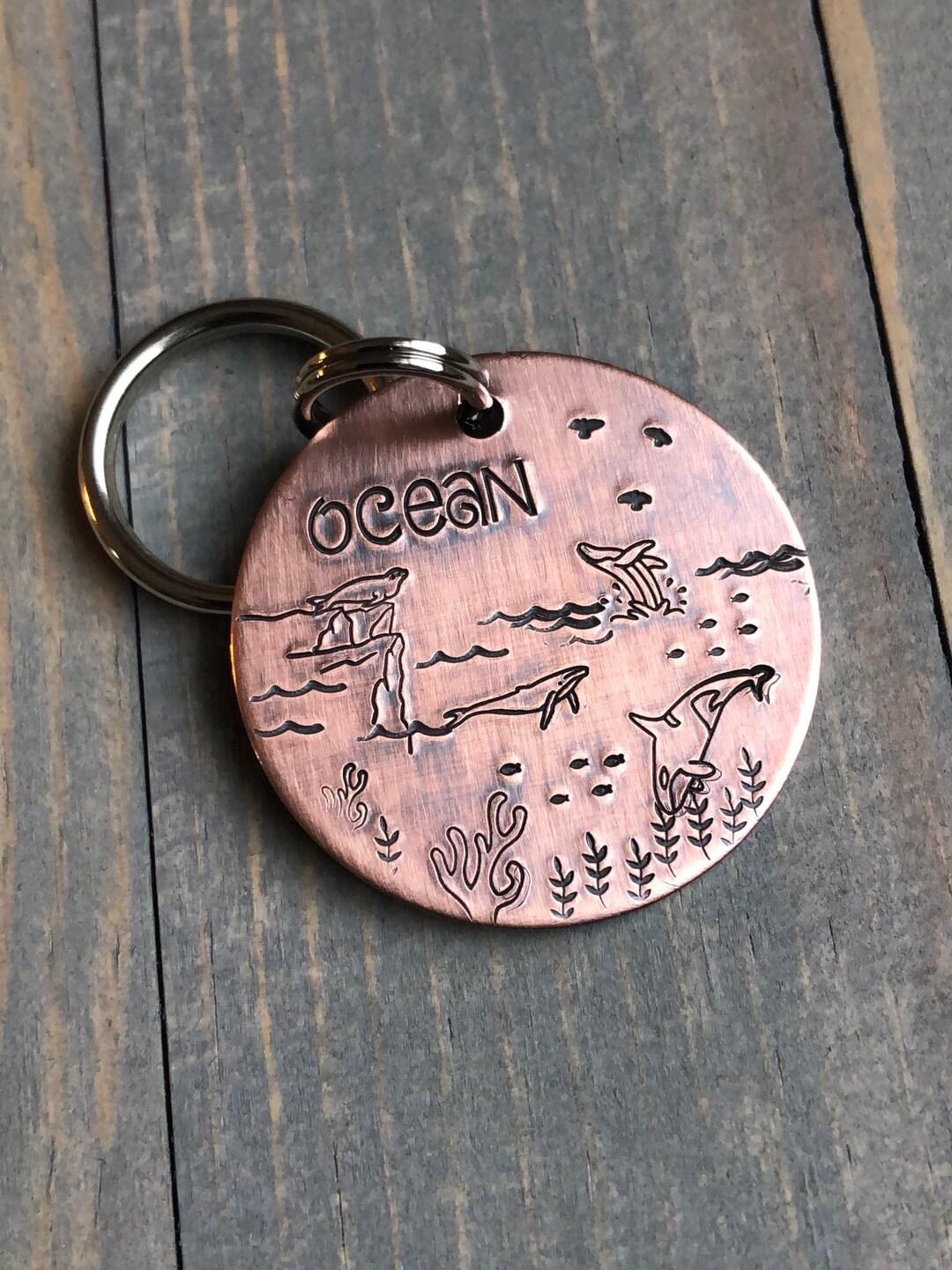 Dog ID Tag | the Ocean Tag With Humpbacks, Orcas and Seal |personalized ...