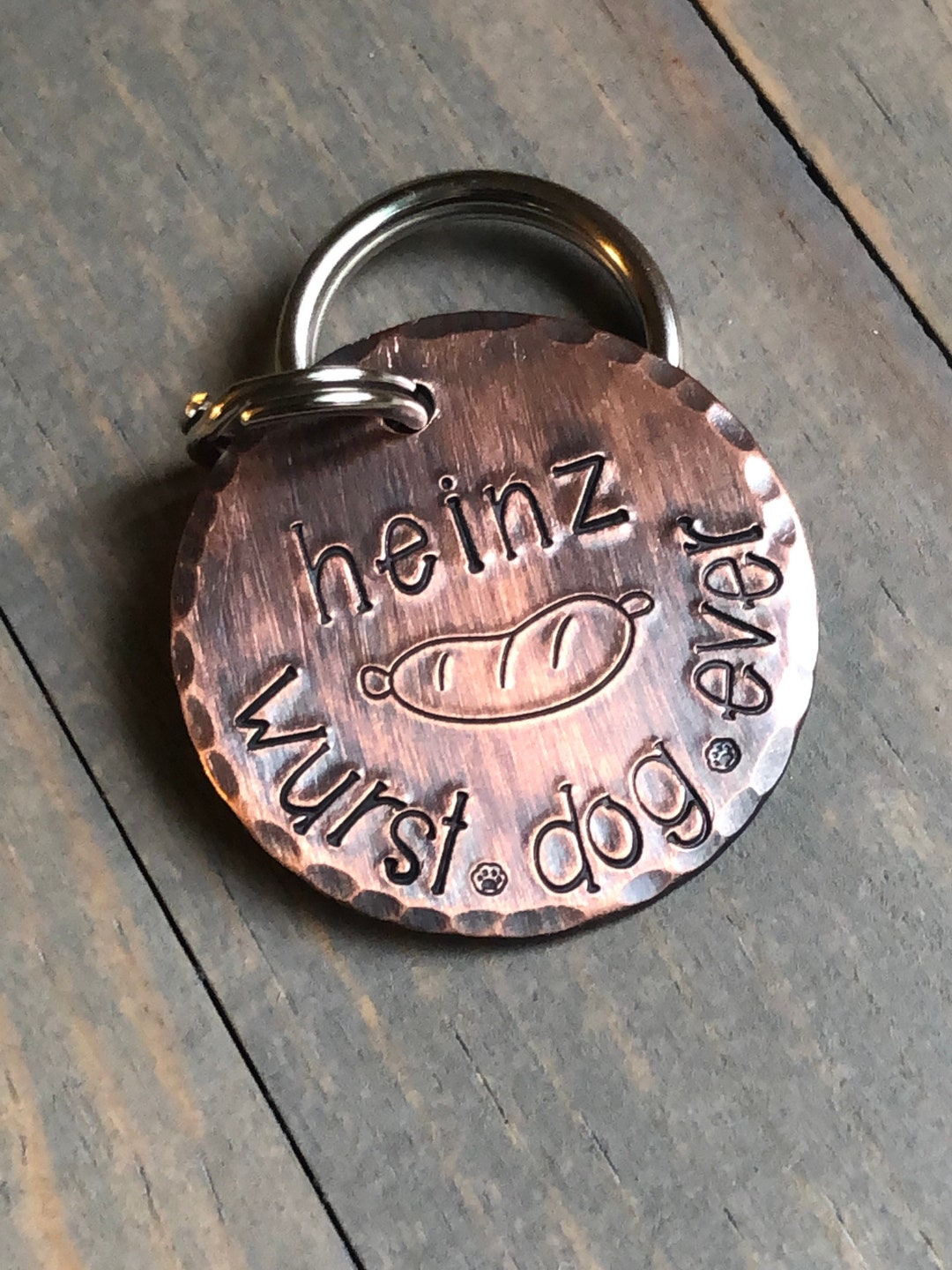 Name Tag for Dog, Hand Stamped Pet ID Tag, Wurst.dog.ever ...
