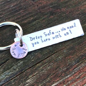 Drive Safe Personalized Hand Stamped Rectangle Key Chain Gift for ...