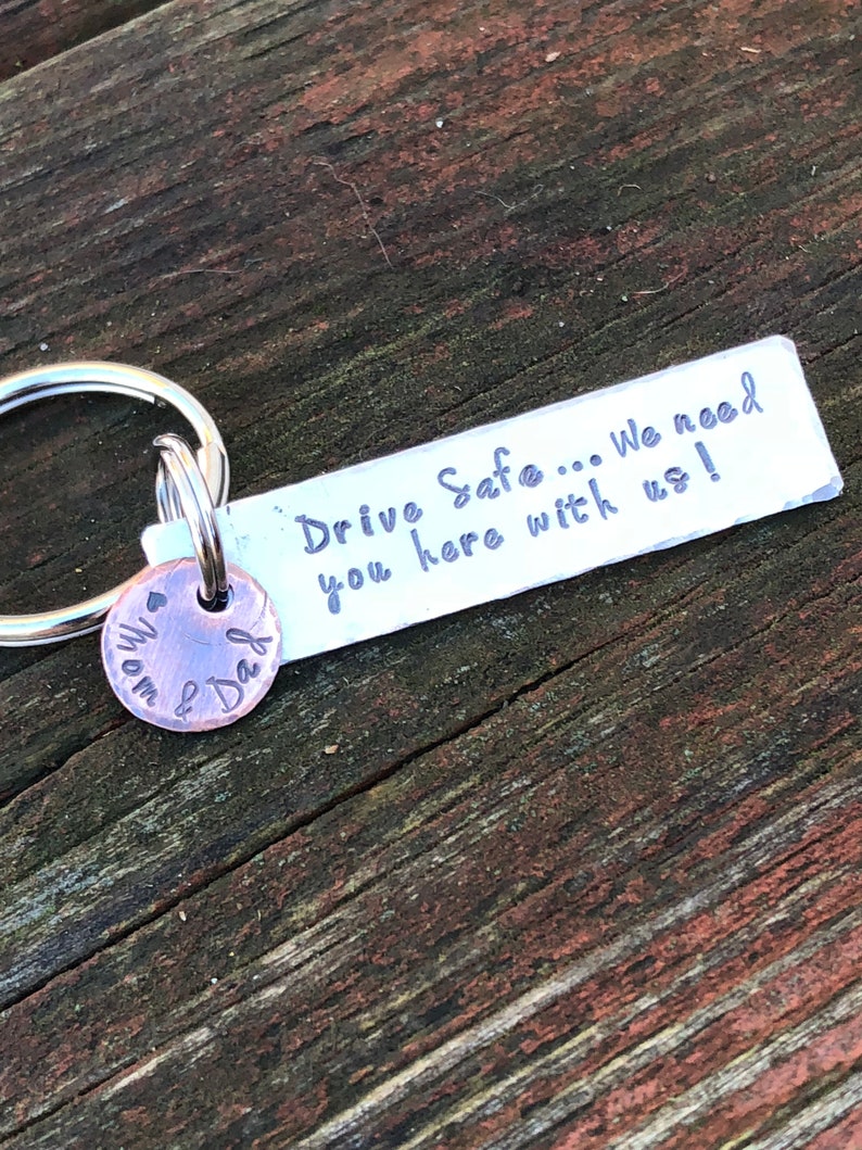 Drive Safe Personalized Hand Stamped Rectangle Key Chain Gift - Etsy
