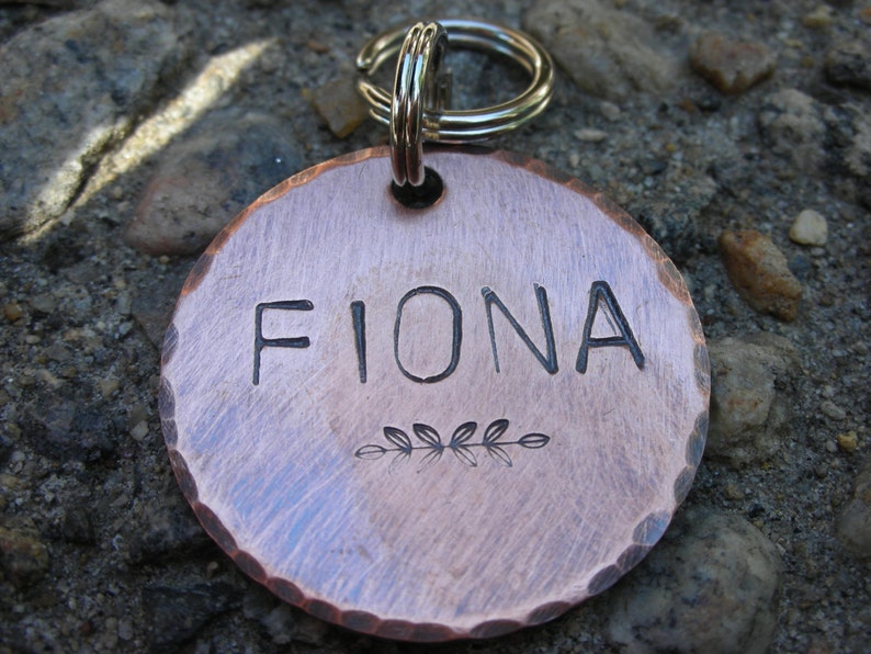 Custom Handstamped Dog - Pet ID Tag-the Fiona - Etsy