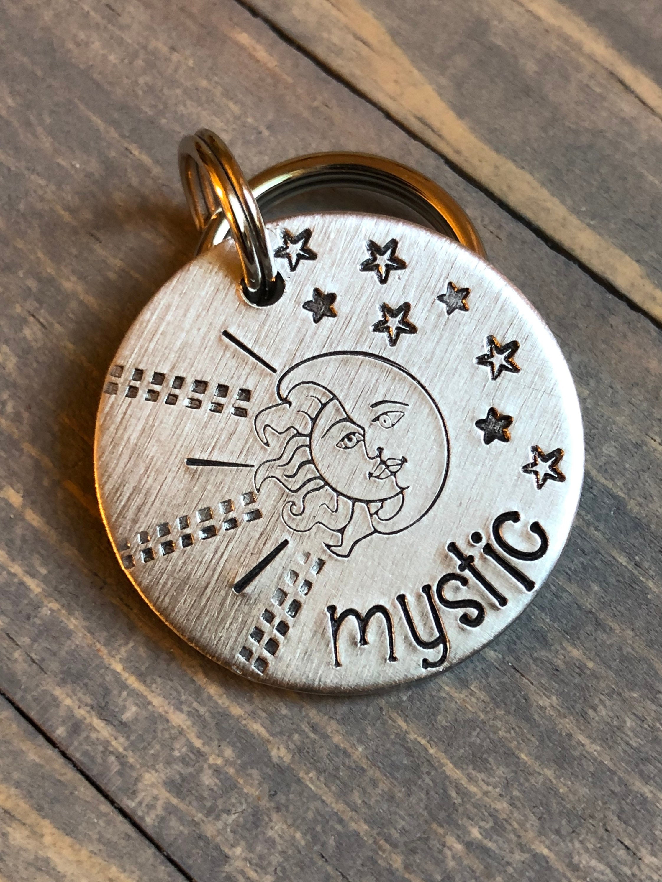 Sun and Moon Name Tag for Dog Hand Stamped Pet ID Tag Hand | Etsy