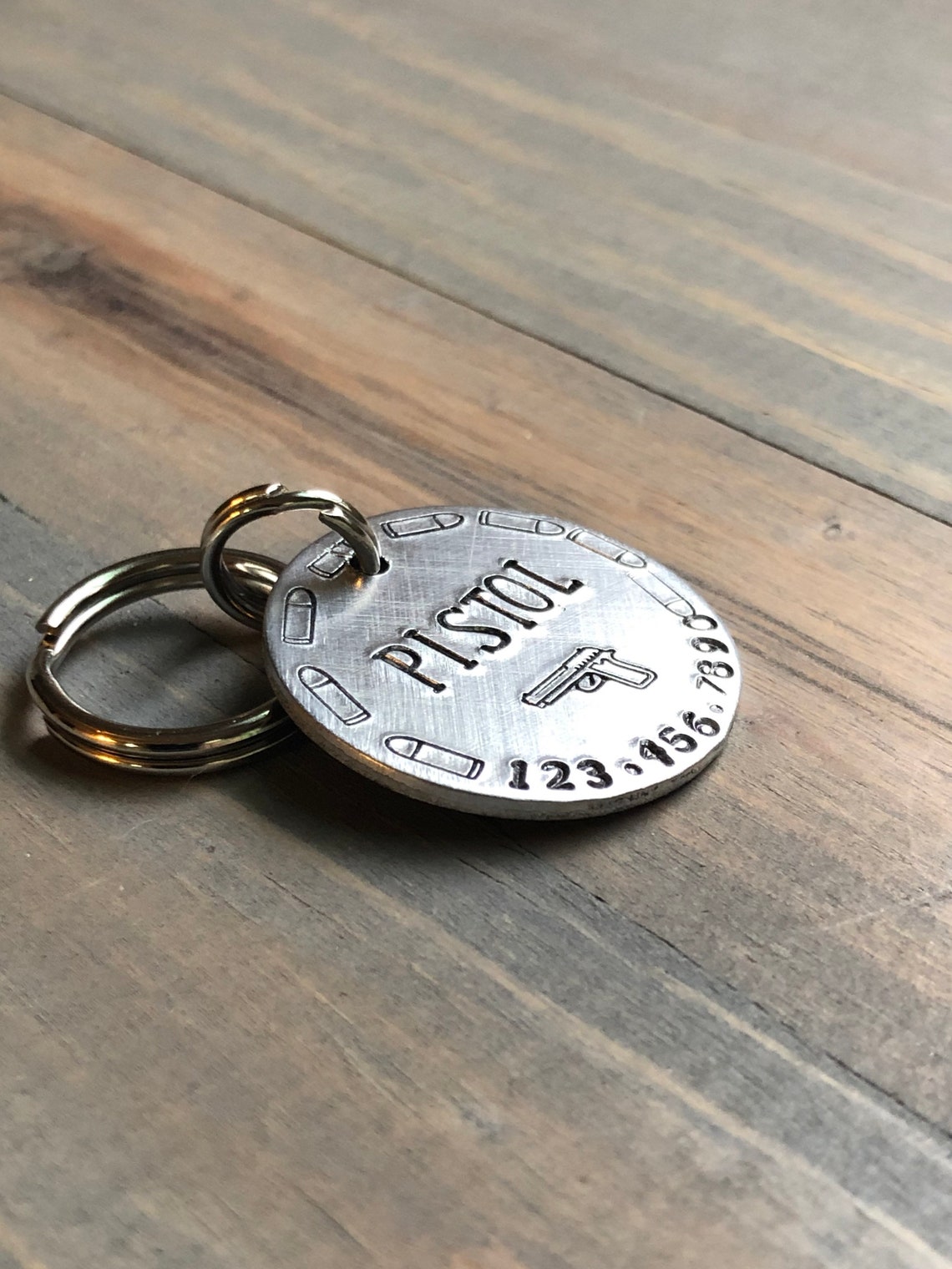 Gun Name Tag for Dog Hand Stamped Pet ID Tag With Bullets - Etsy