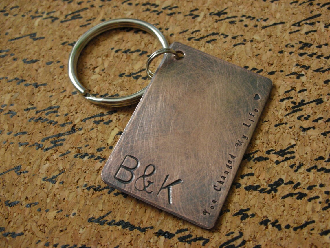 You Changed My Life Keychain With Initials Handstamped - Etsy