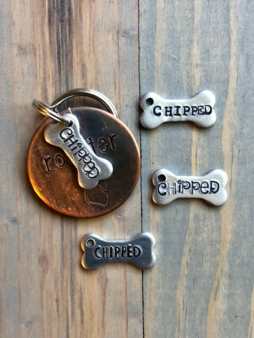 Microchipped Tag, Tiny Add on Tag, Bone Shaped Tag, Chipped Tag, Cute ...