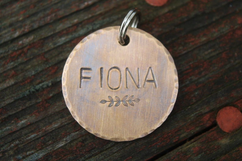 Custom Handstamped Dog Pet ID Tag-the Fiona - Etsy