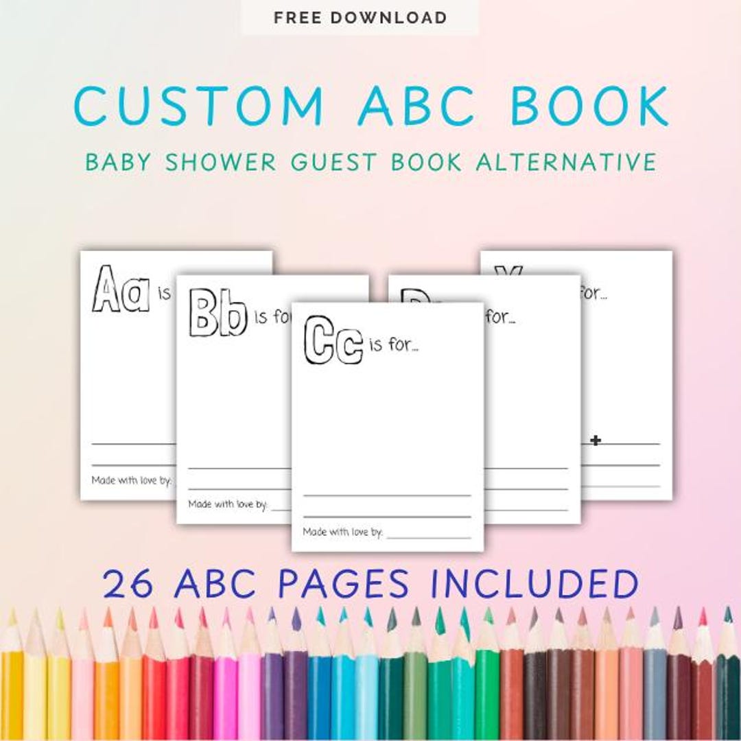 Baby Shower ABC Book Template | Guest Book Alternative | Alphabet Pages ...