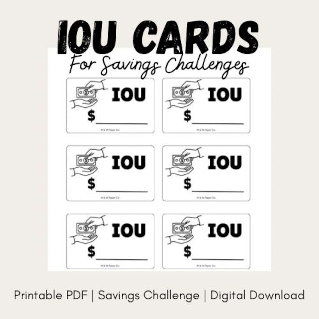 IOU Cards – Fun Printable for Savings Challenges - Etsy
