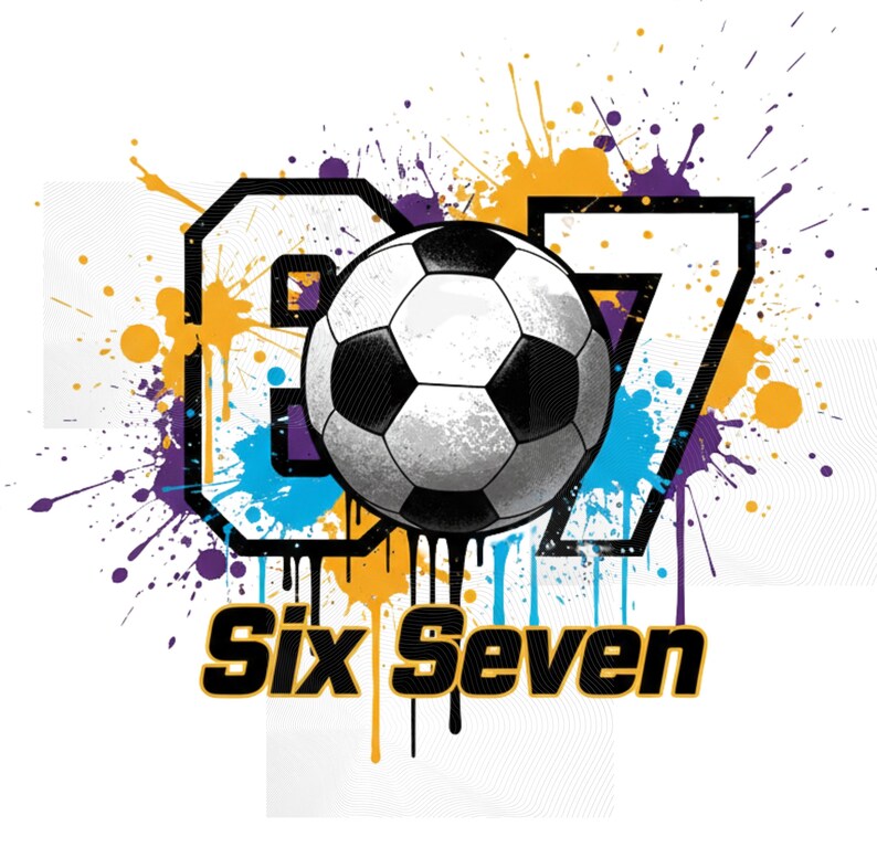 Number 67 Soccer Ball Drip Graphic | Grunge Design (PNG) - Etsy