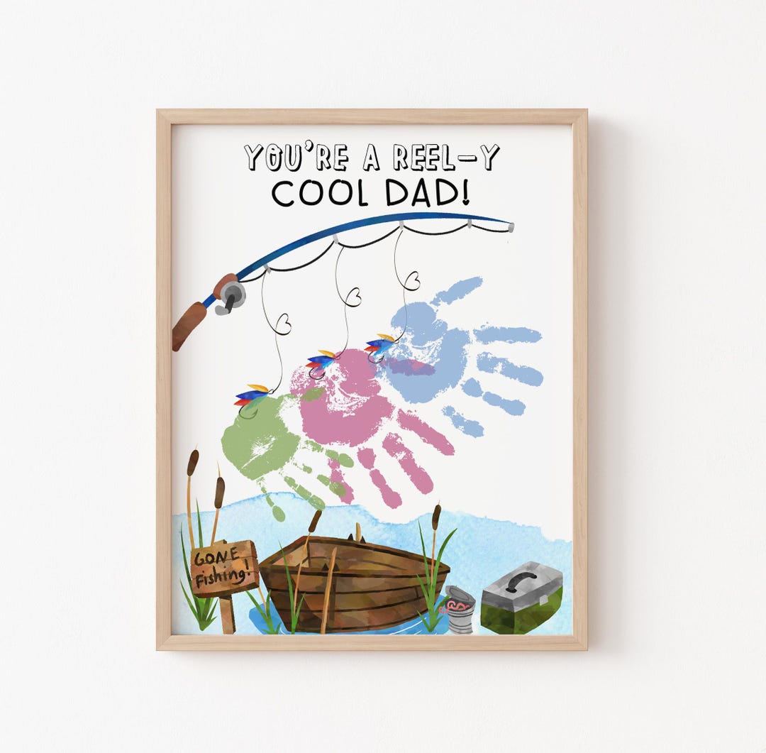 3 Kids Fathers Day Handprint Art, You Are REELY Cool Dad Handprint ...