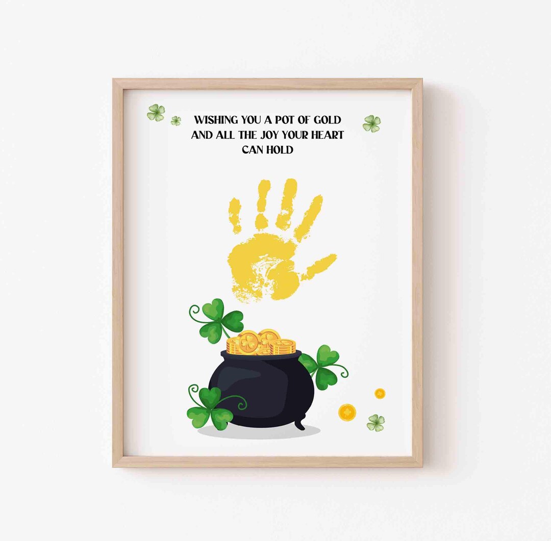St Patricks Day Handprint Craft: Pot of Gold Kid Hand Art Template ...