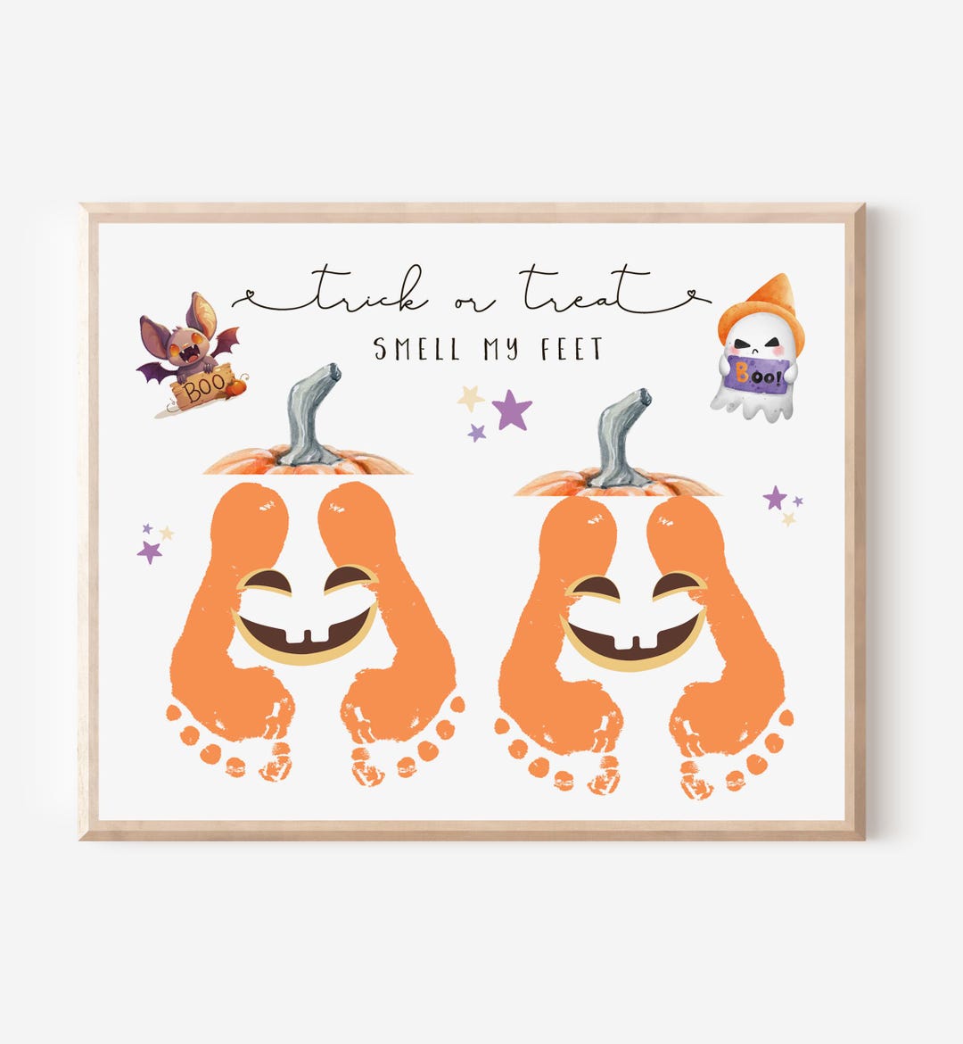 Halloween Footprint Craft Template: Pumpkin Feet Siblings or Twins ...