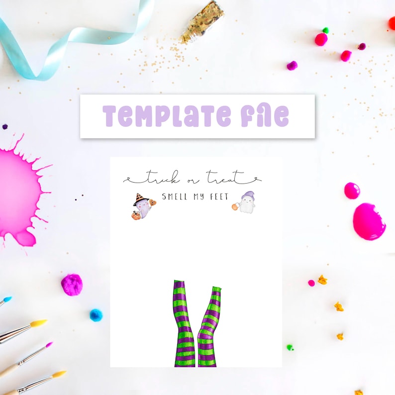 Halloween Witch Footprint Art Template: Trick or Treat Smell My Feet ...