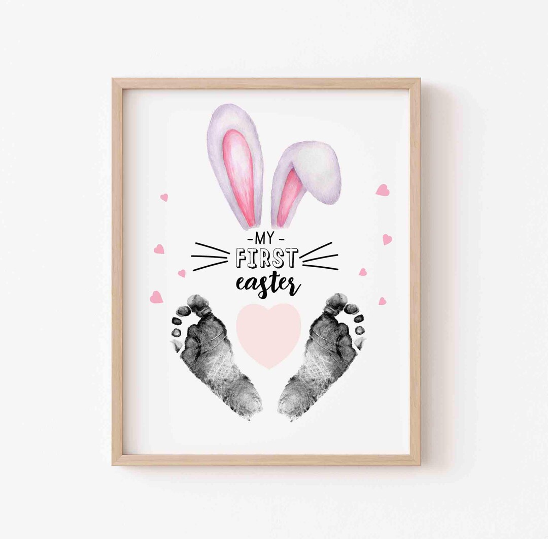 My First Easter Footprint Craft: Newborn Bunny Feet Art, Daycare ...