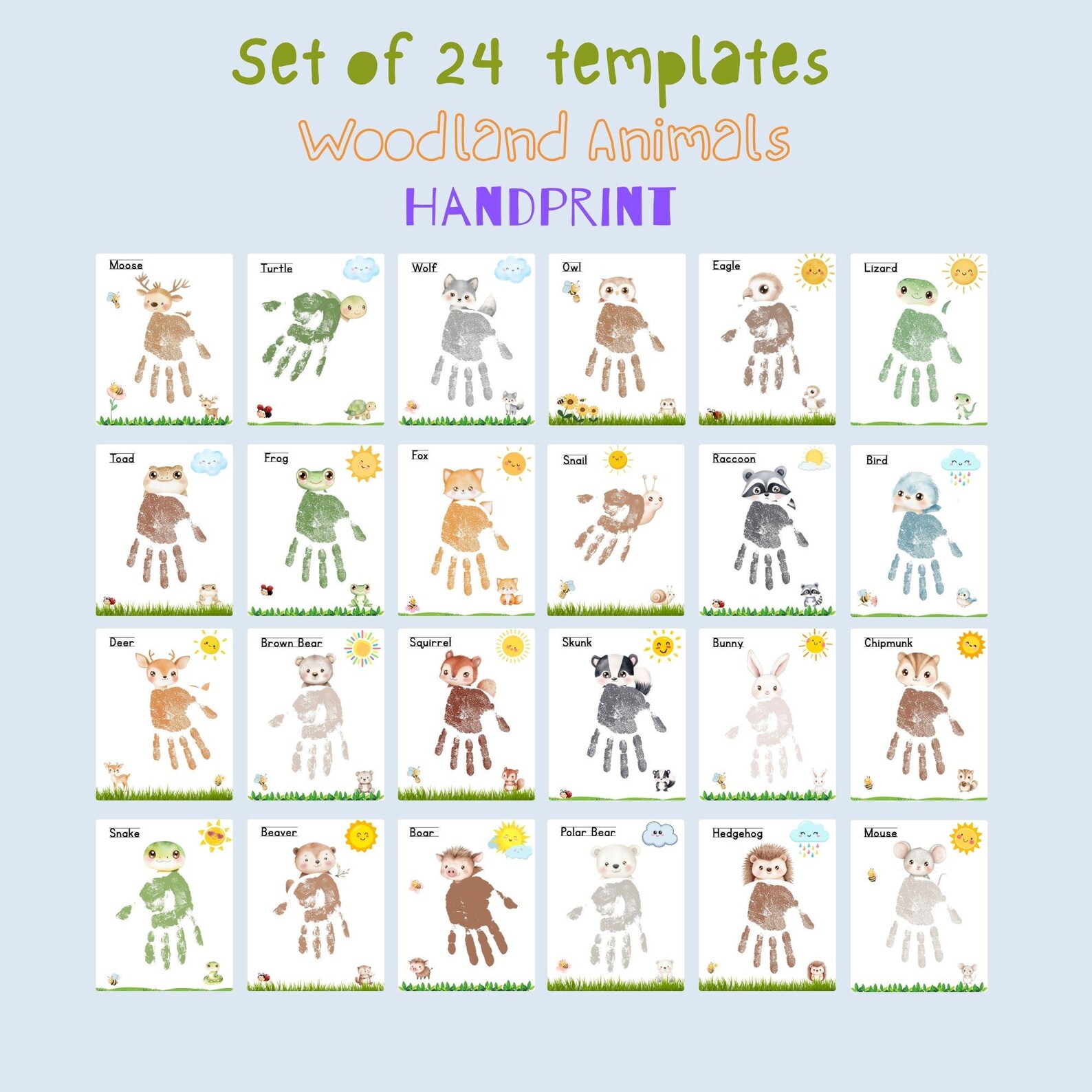 Woodland Handprint Craft: 24 Forest Animal Templates for Kids DIY ...