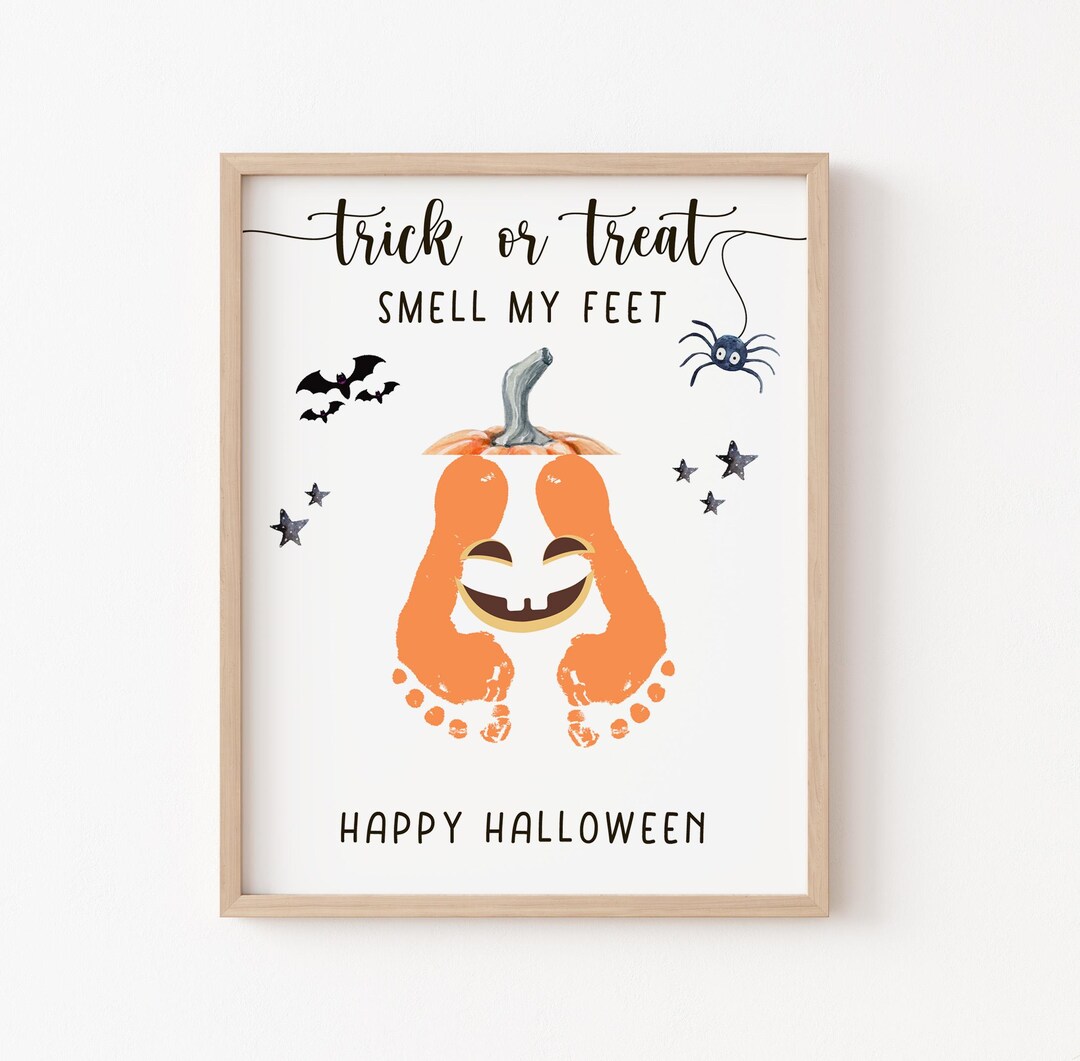 Trick or Treat Footprint Template: Halloween Pumpkin Craft With Baby ...
