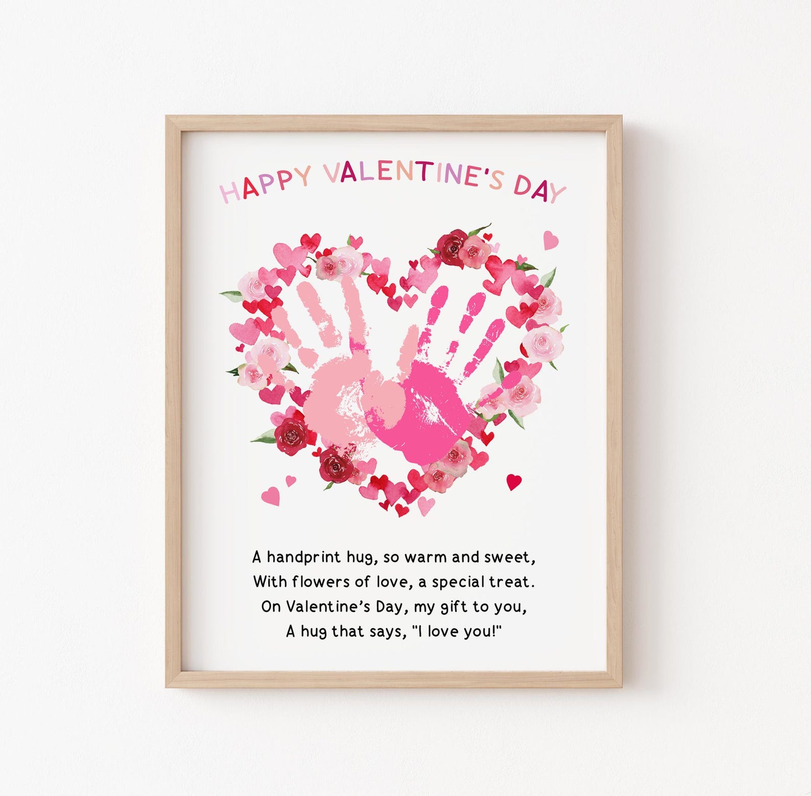 Valentines Day Handprint Craft: Hand Art Hug Poem, Template Kids Love ...