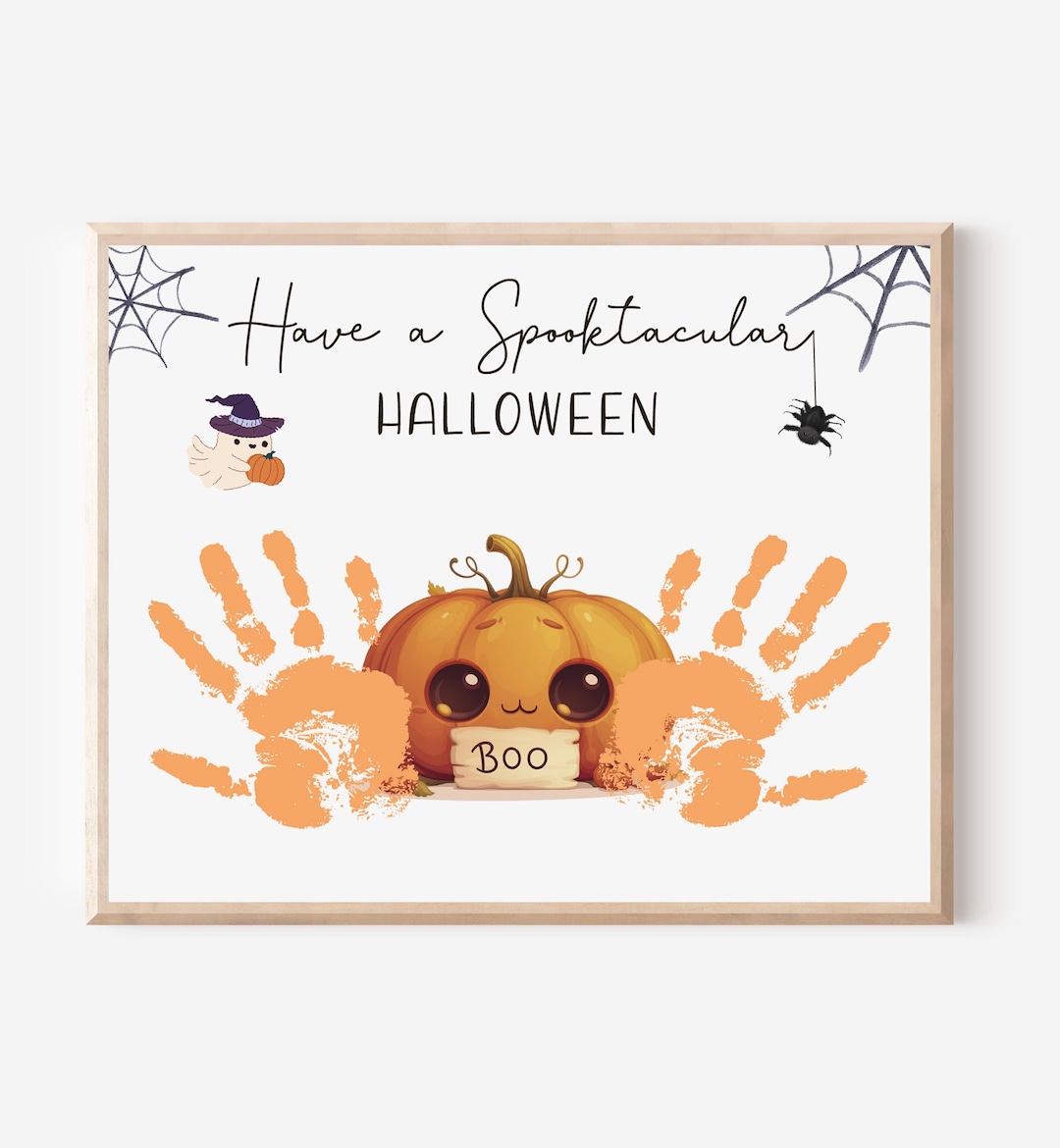 Spooktacular Halloween Handprint Art Template: Pumpkin Boo Craft ...