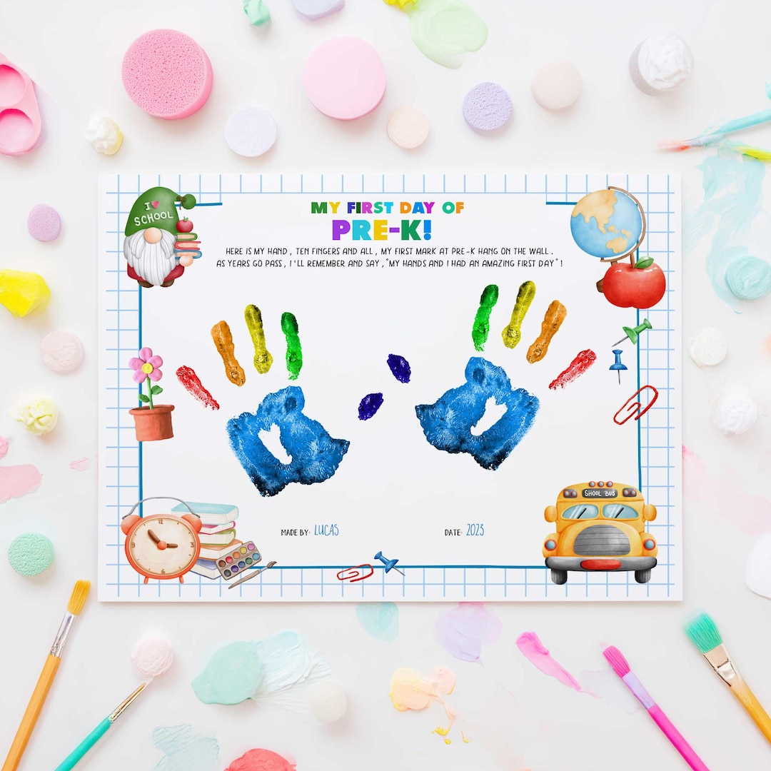 My First Day of Pre-k Handprint Art, Preschool Handprint Craft, Back to ...