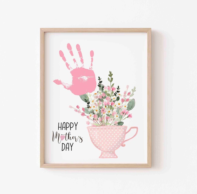 Mothers Day Handprint Flower Art Card: Kids Hand Craft Printable ...