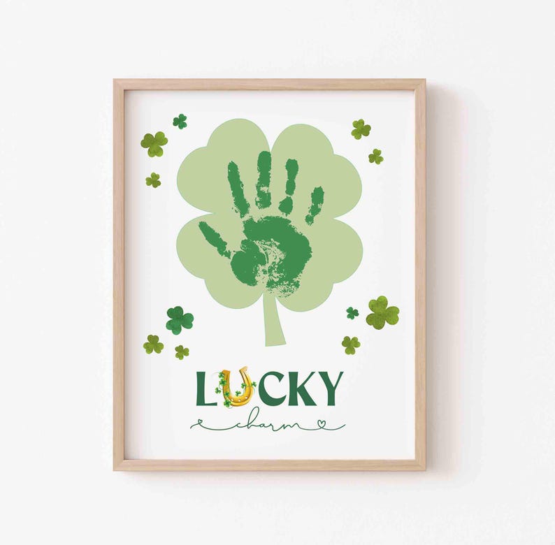 Lucky Charm Handprint Craft: Shamrock Kids Hand Art St Patricks Day DIY ...