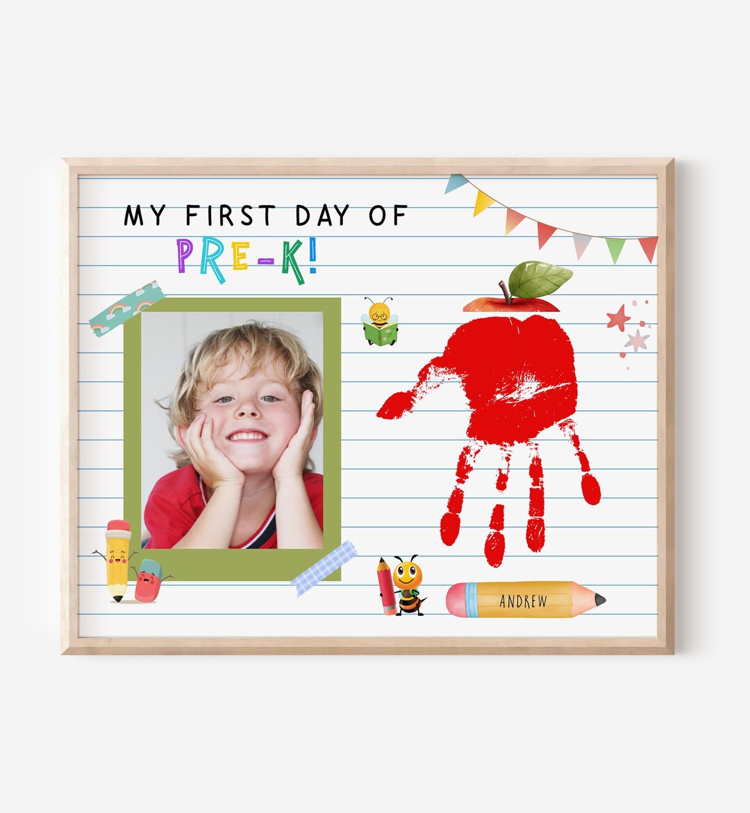 Pre-k Handprint Art: First Day of School Keepsake (hand Craft Template ...