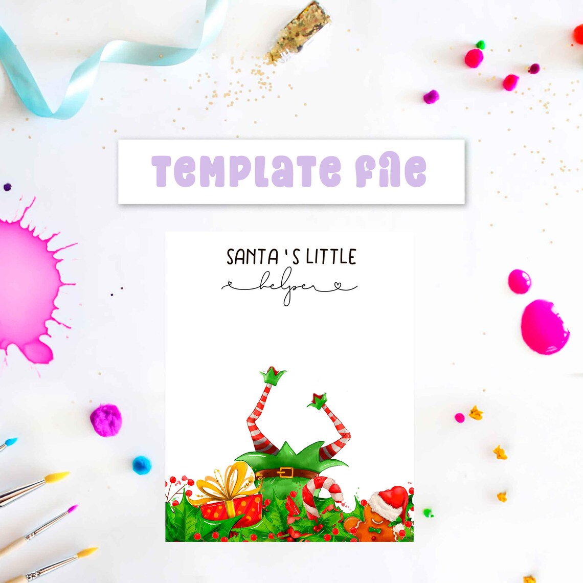 Elf Footprint Craft Template: Christmas Feet Print Art, Santa’s Little ...