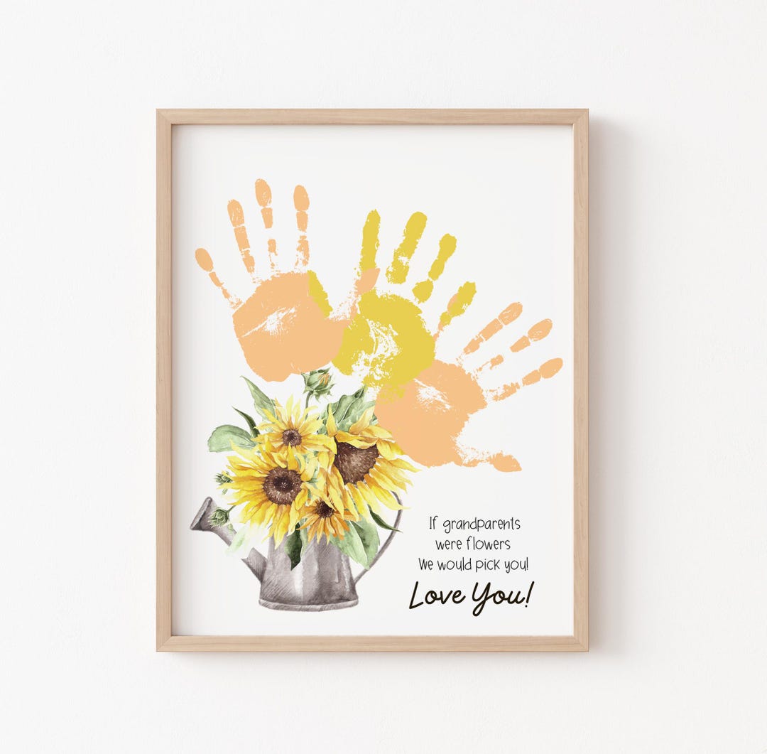 Sunflower Handprint Craft for Grandparents Day: 2 or 3 Kids Printable ...