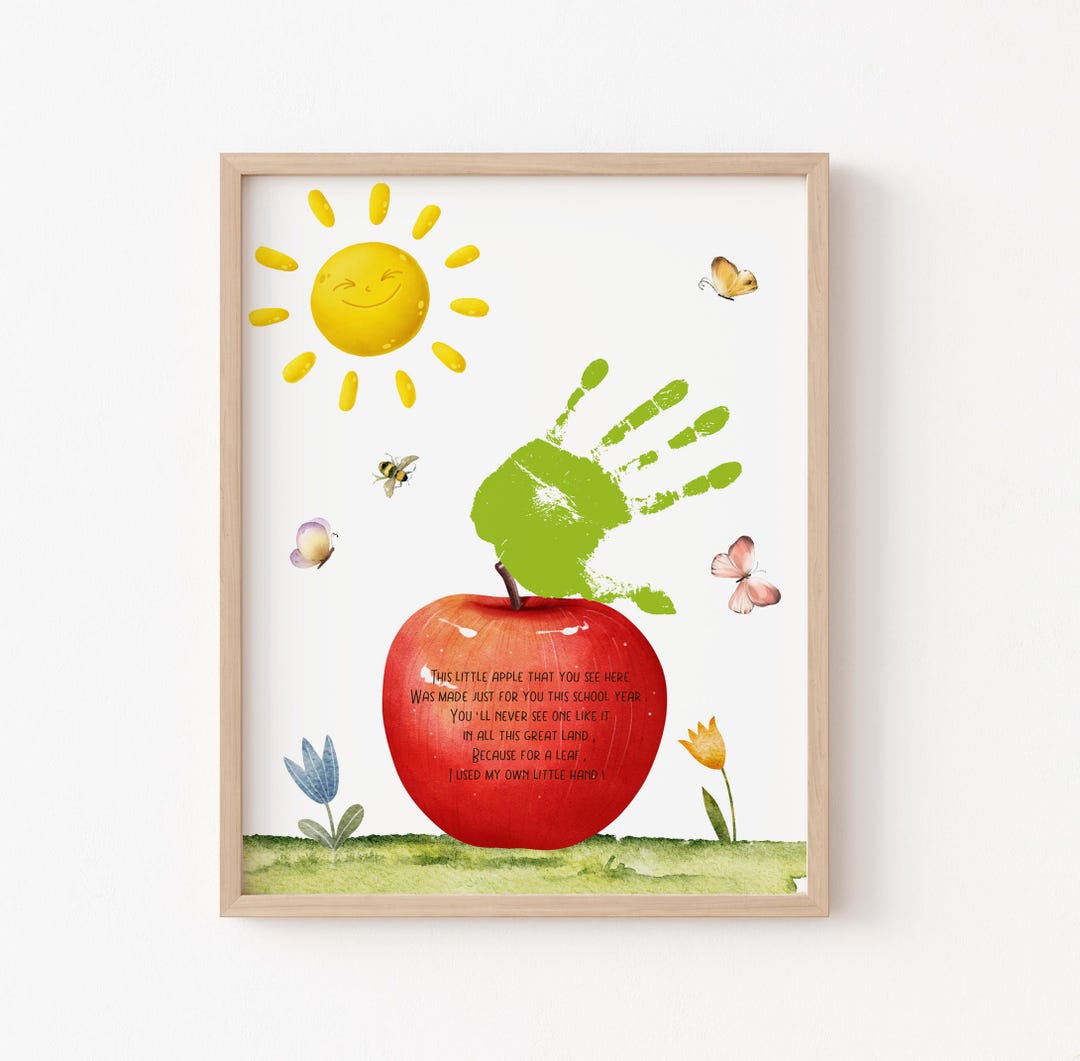 Back to School Handprint Craft Template: Apple Hand Art With Poem Kids ...