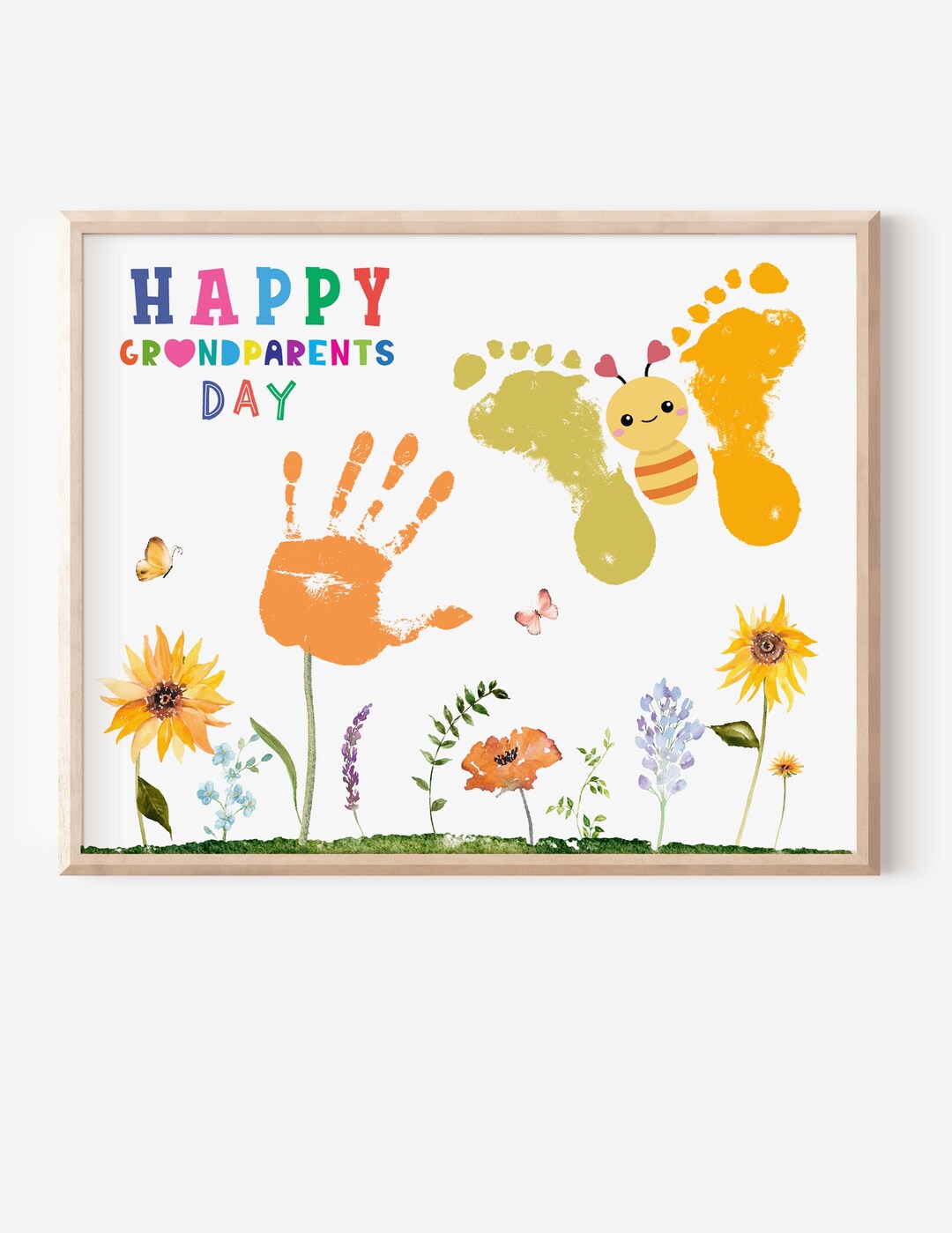 Grandparent's Day Footprint and Handprint Art: Butterfly and Flower ...