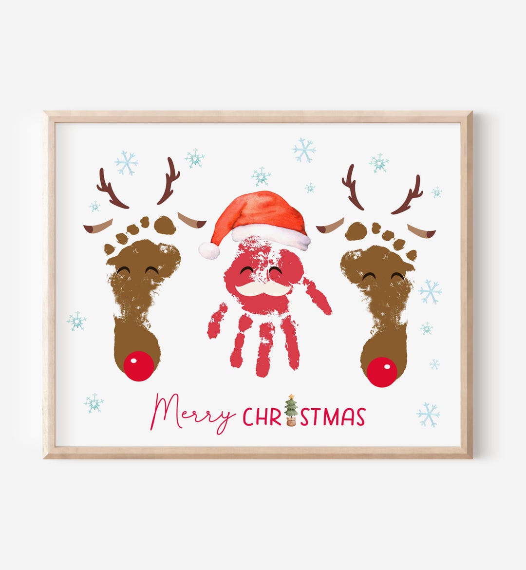 Christmas Handprint Footprint Craft: Santa & Reindeer Template, Baby or ...
