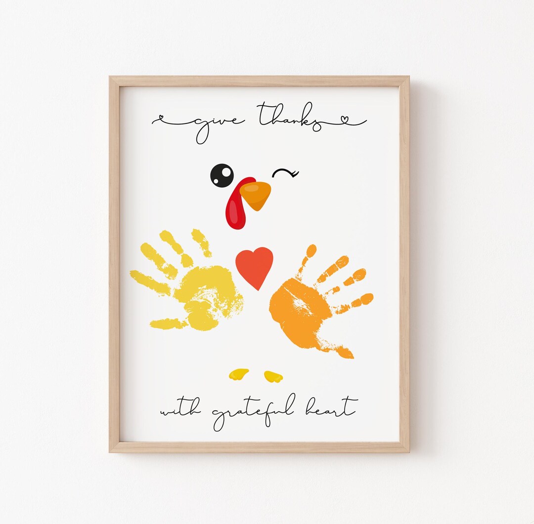 Turkey Handprint Craft: Give Thanks With Grateful Heart, Thanksgiving ...