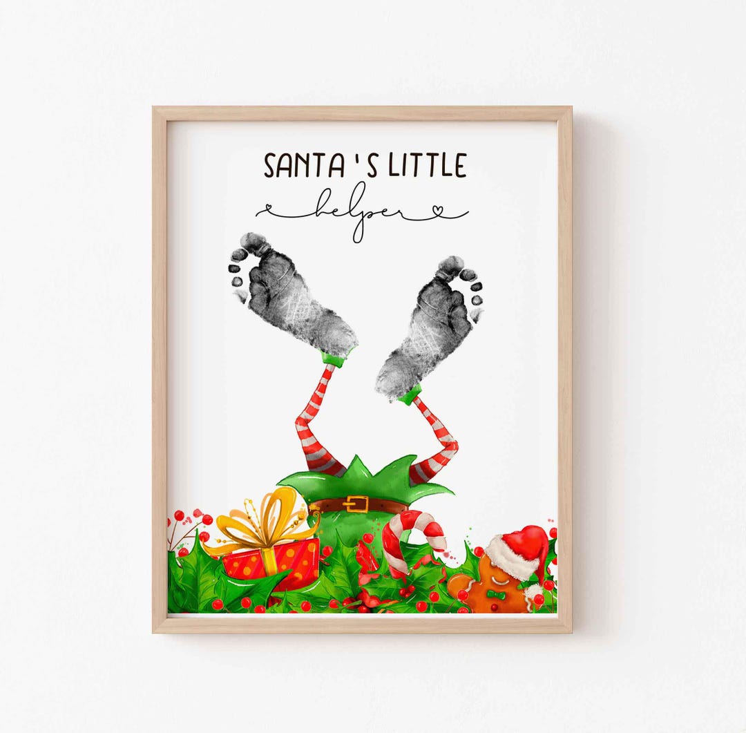 Elf Footprint Craft Template: Christmas Feet Print Art, Santa’s Little ...