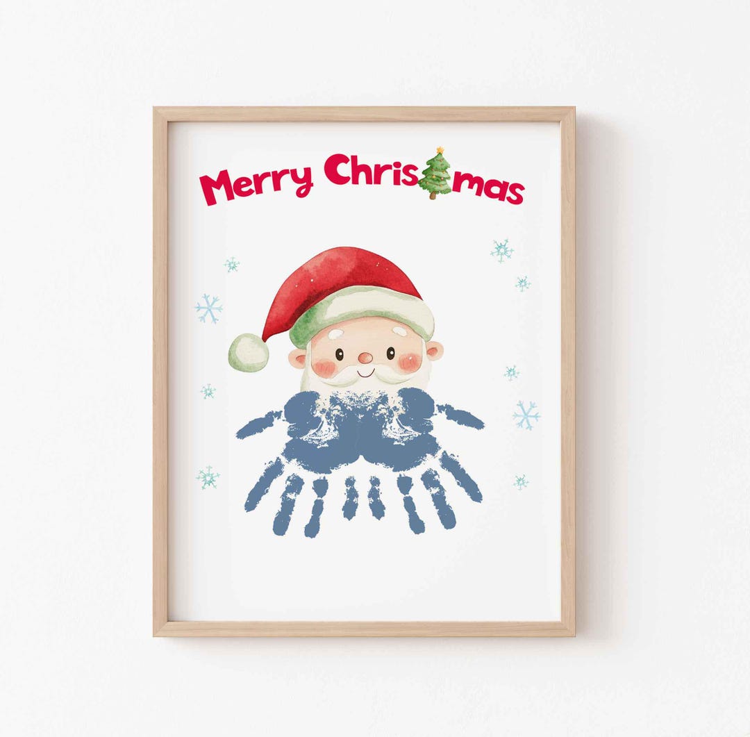 Santa Handprint Craft Template: Christmas Hand Art, Kids Holiday DIY ...