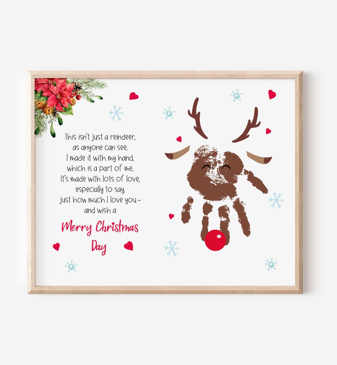 Reindeer Handprint Craft: Printable Christmas Poem for Kids or Toddlers ...