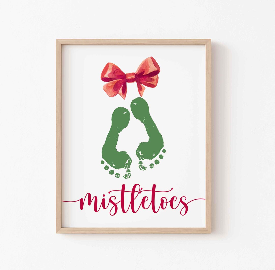 Christmas Footprint Craft Template: Mistletoes Baby Feet Art for ...