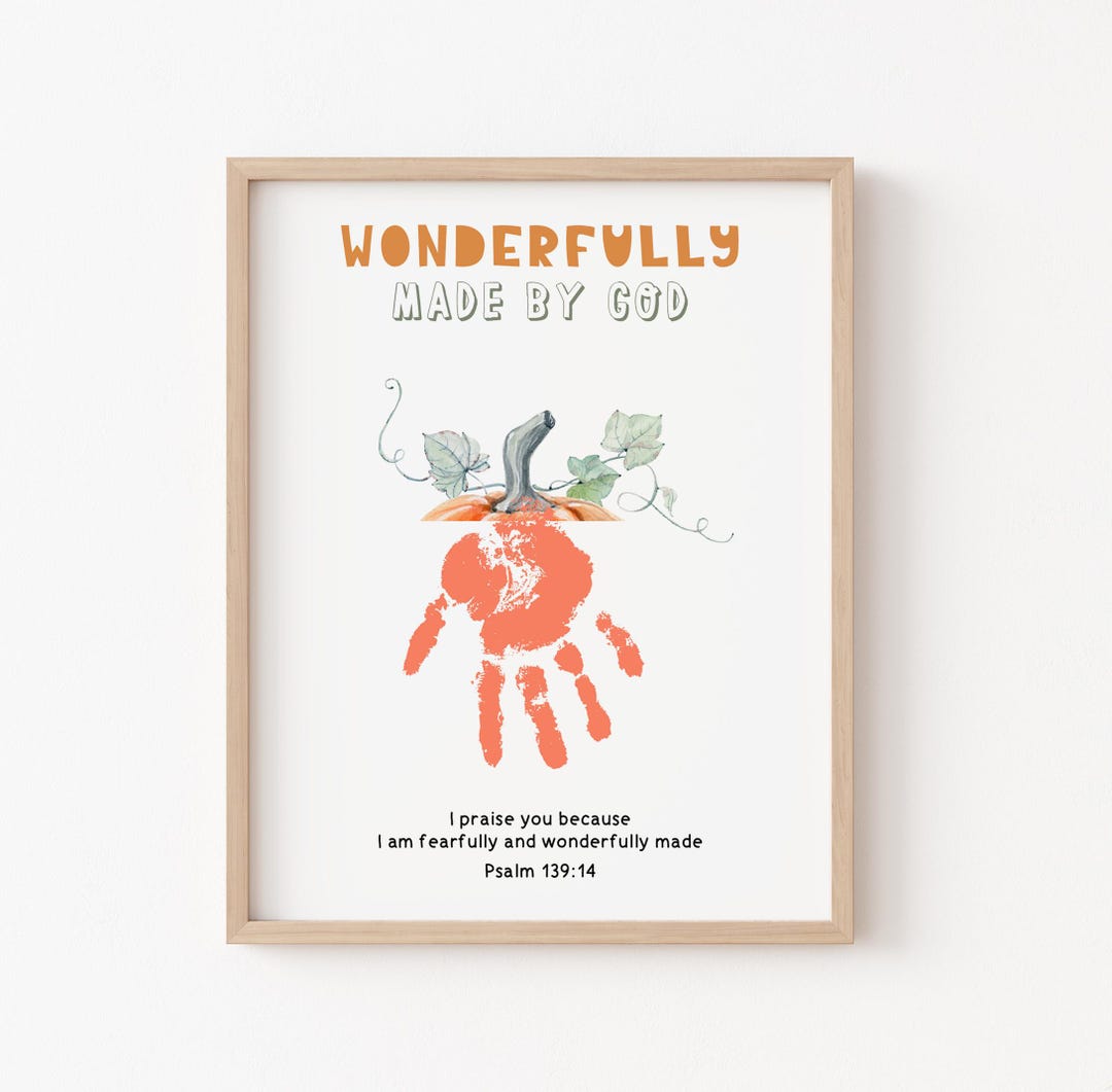 Christian Fall Handprint Craft With Pumpkin & Bible Verse Template Kids ...