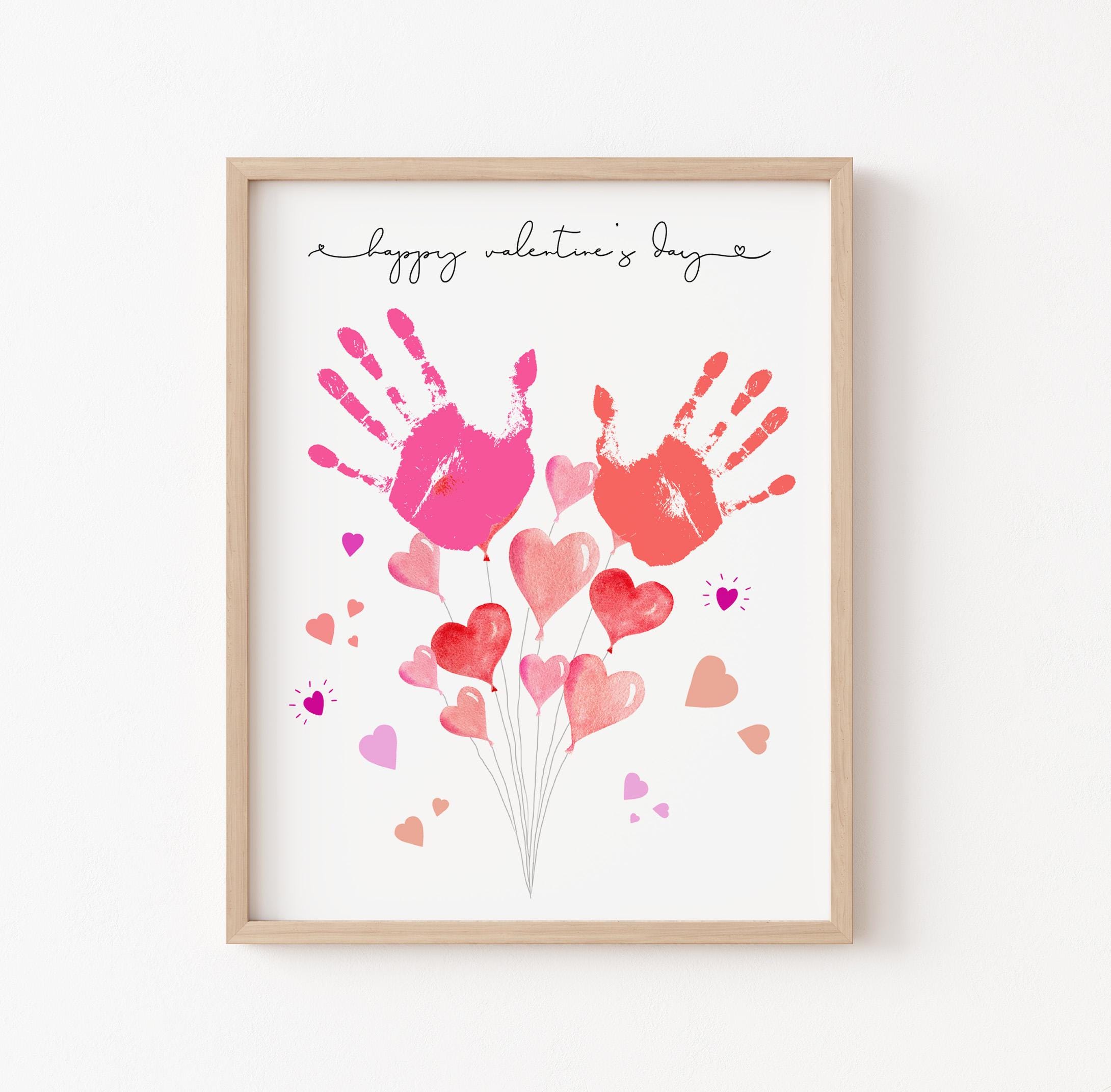 Valentine’s Day Activity Handprint Art: Kids Heart Balloon Template ...
