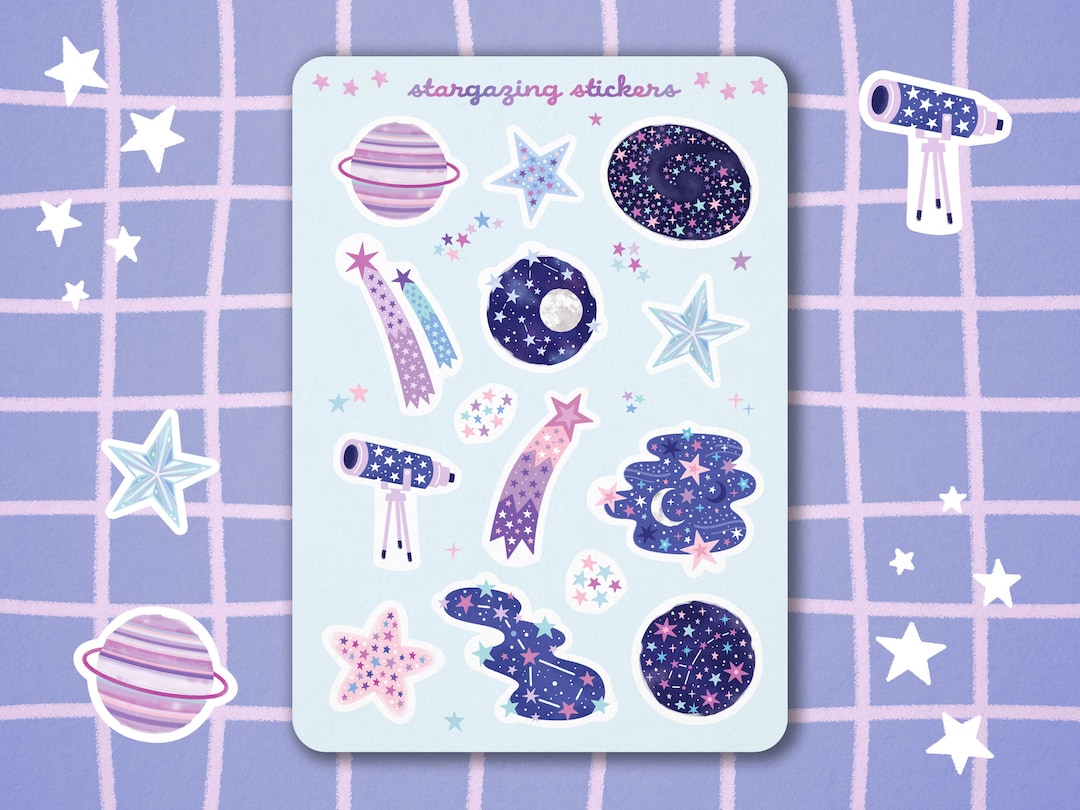 Celestial Stargazing Sticker Sheet, Space Sticker Sheet, Journalling ...