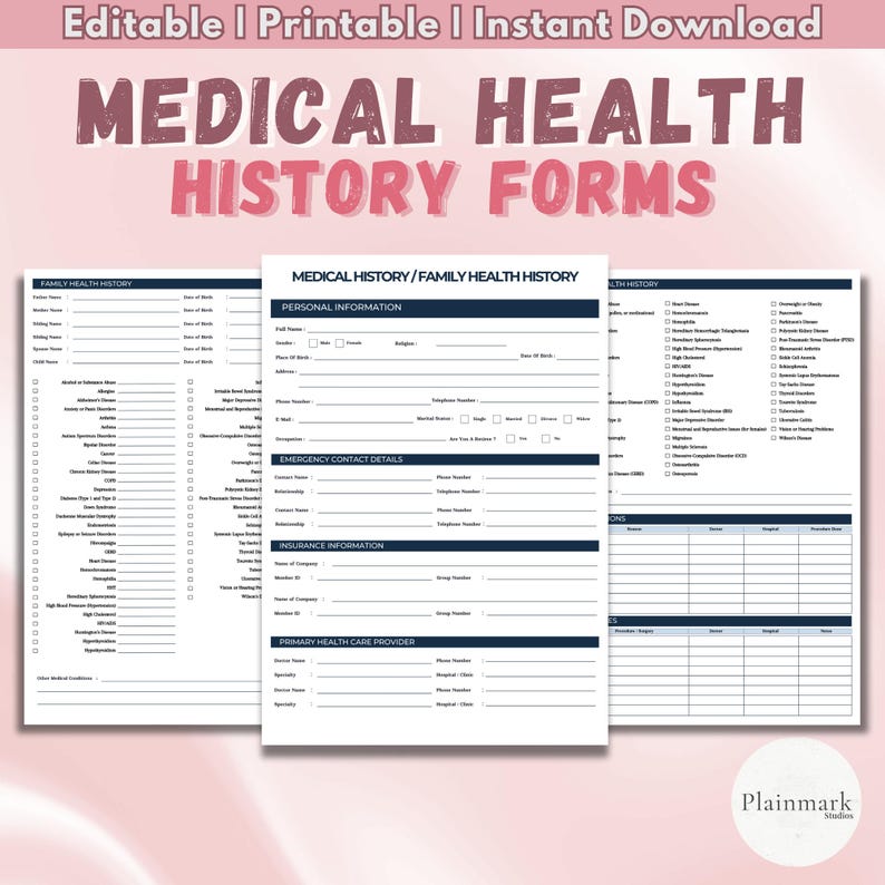Editable Medical History Form: Chronic Illness Tracker (canva Template ...