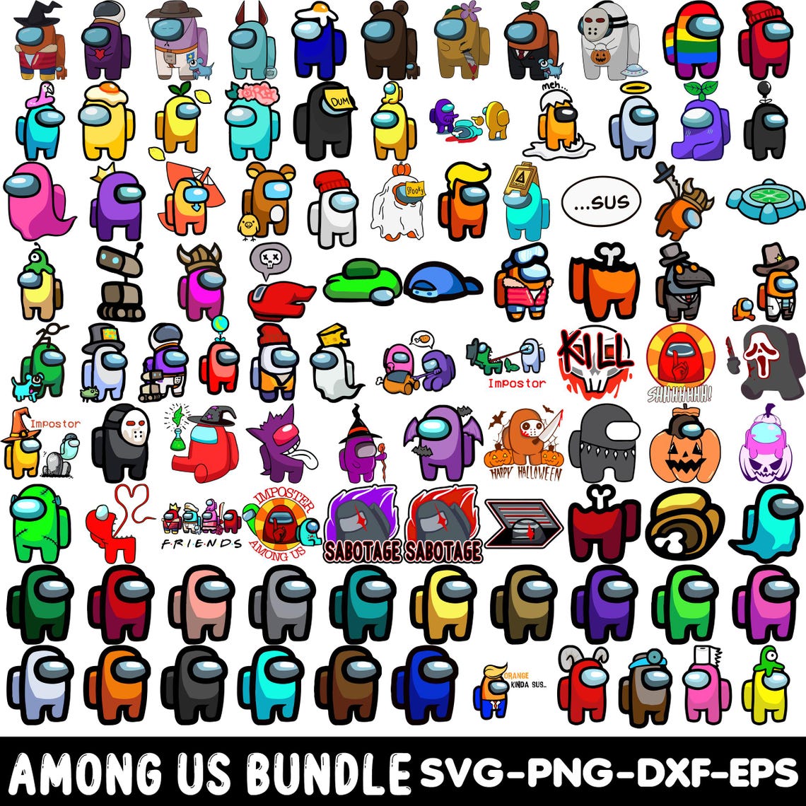 190+among Us SVG Bundle, Birthday PNG, Gaming Clipart, Among Us ...