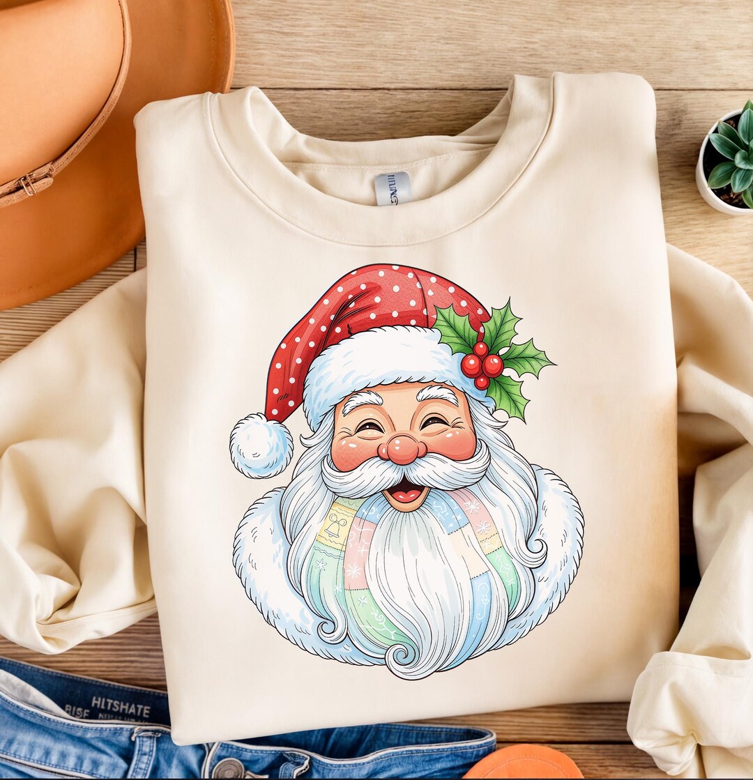 Retro Santa Claus PNG – Christmas Sublimation Design, Jolly Santa Face ...