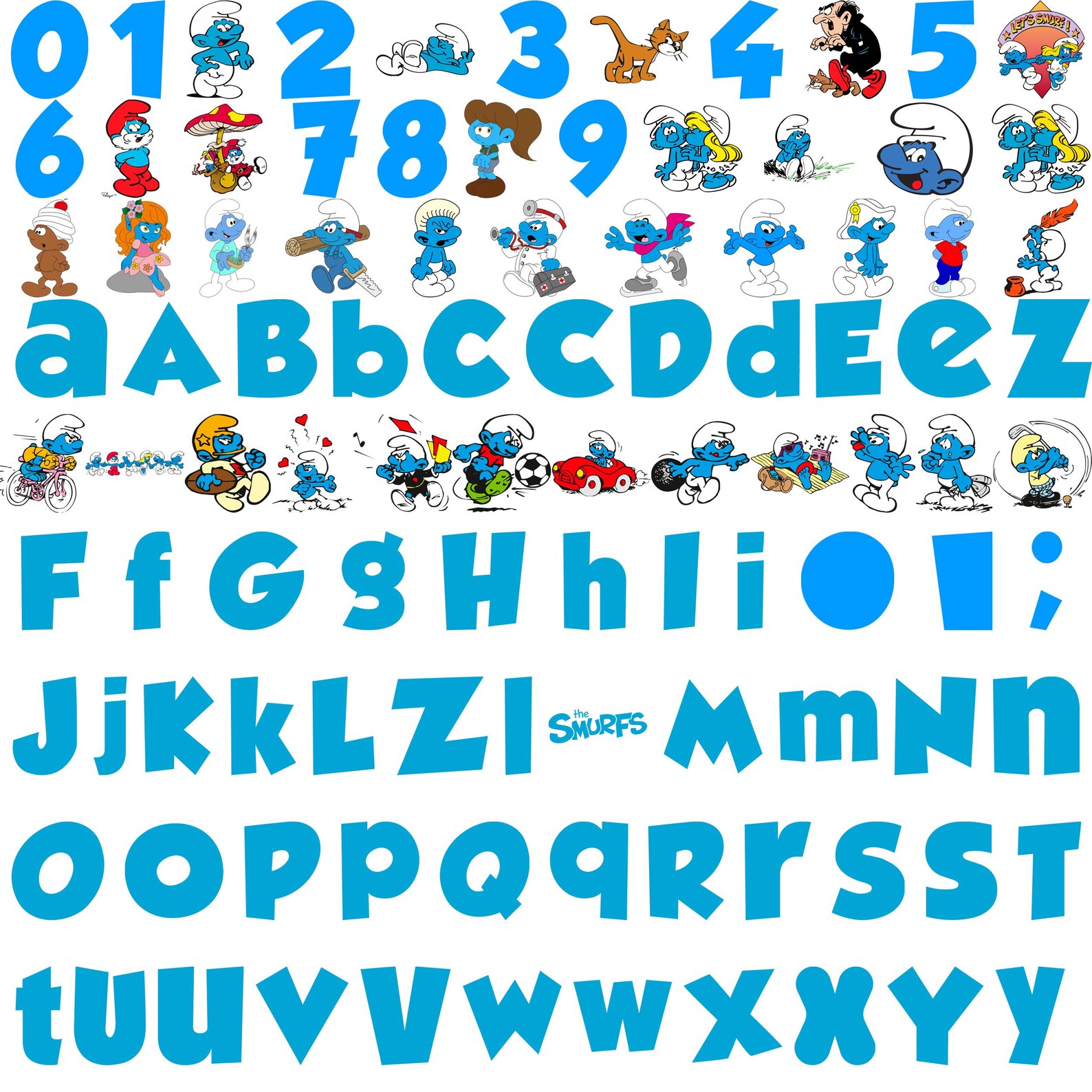 200+smurfs Svg Files Cute Cartoon Smurfs Bundle Birthday Party Decor ...